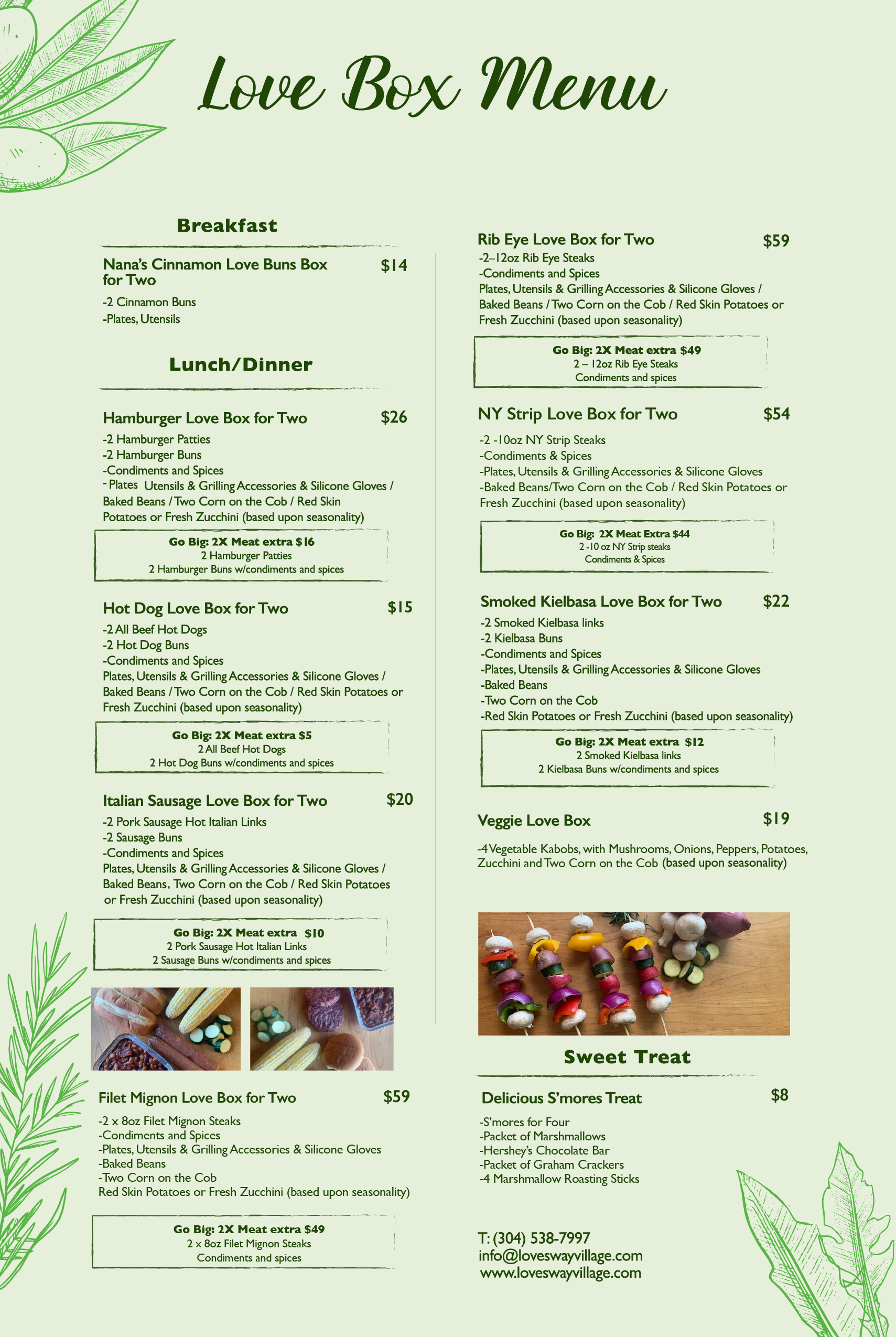 Love Box Menu - loveswayvillage.com